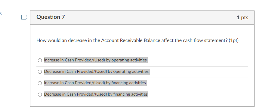 Solved How Would An Decrease In The Account Receivable Chegg