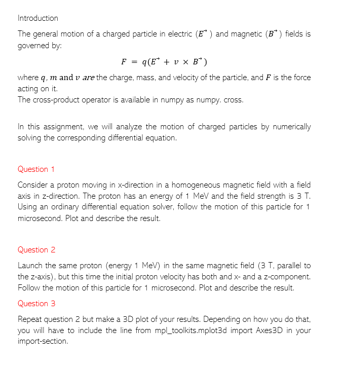 Solved Introduction The general motion of a charged particle | Chegg.com