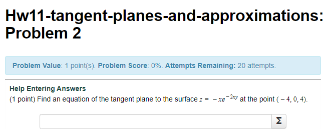 Solved Hw11-tangent-planes-and-approximations: Problem 2 | Chegg.com