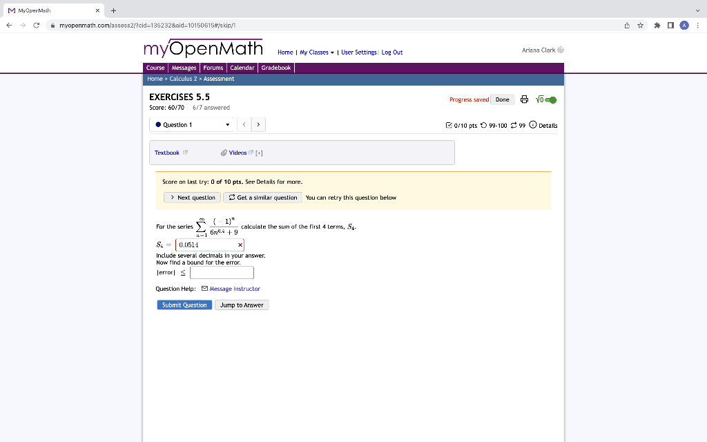 Solved M MyOpen Math E | Chegg.com
