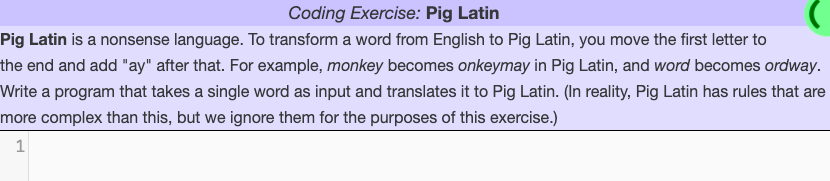 Solved Coding Exercise: Pig Latin Pig Latin is a nonsense | Chegg.com