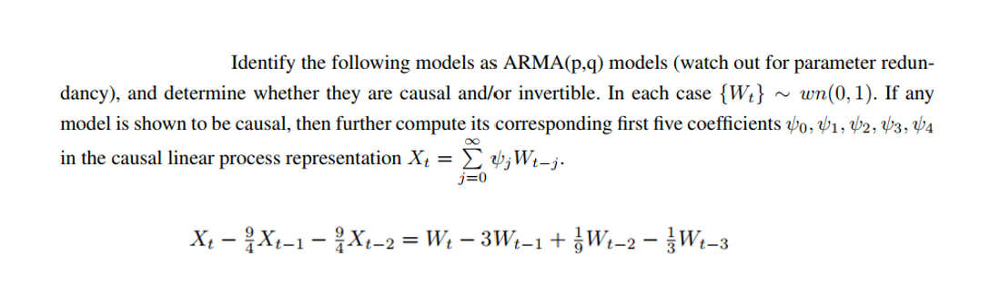 Solved Identify the following models as ARMA (p,q) models | Chegg.com