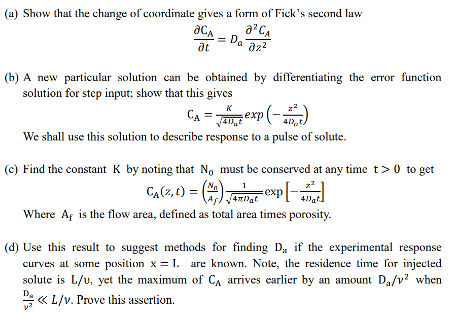 12. One method to assess axial dispersion in packed | Chegg.com