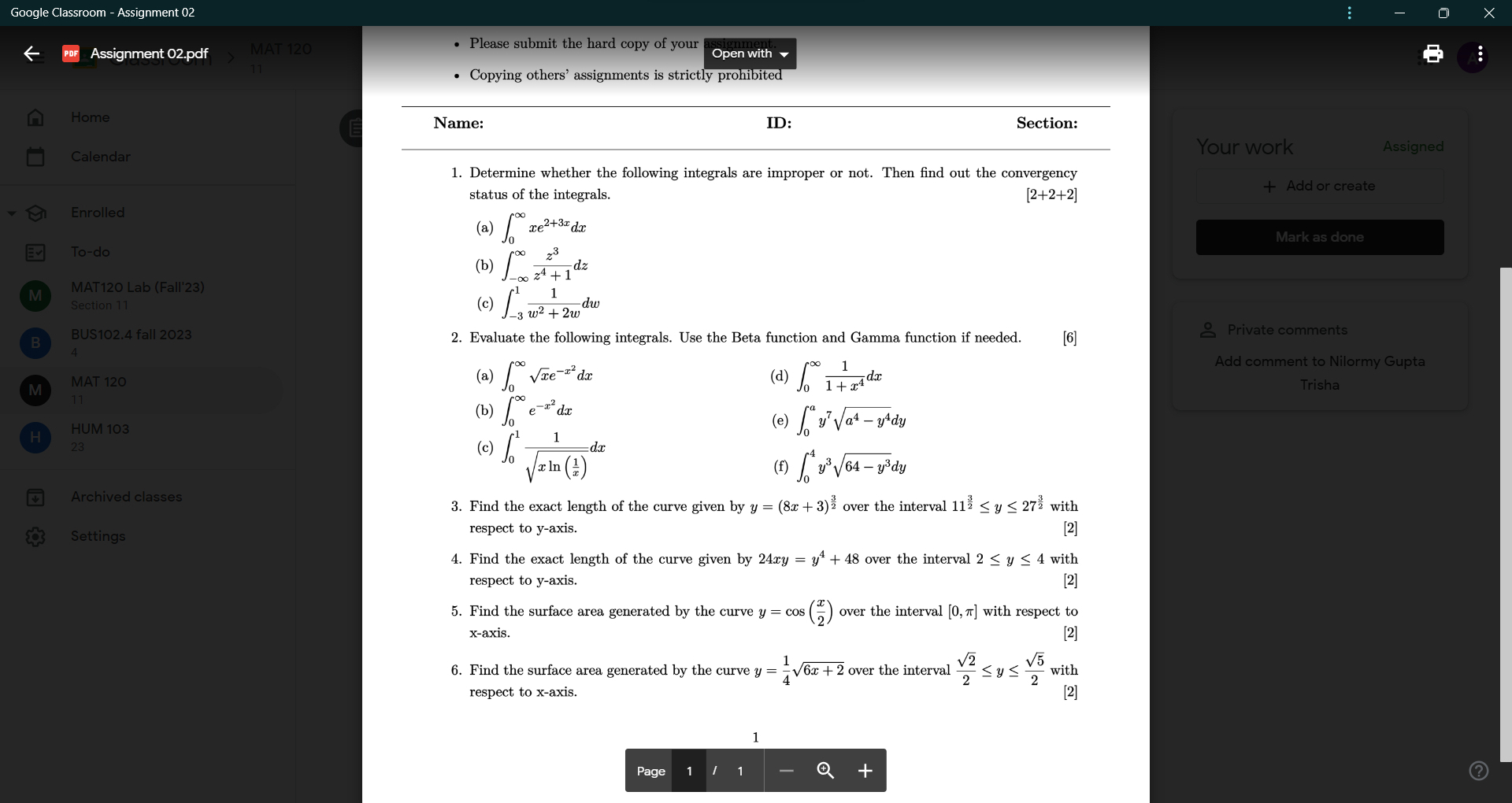 Solved 2. ﻿Evaluate the following integrals. Use the Beta | Chegg.com