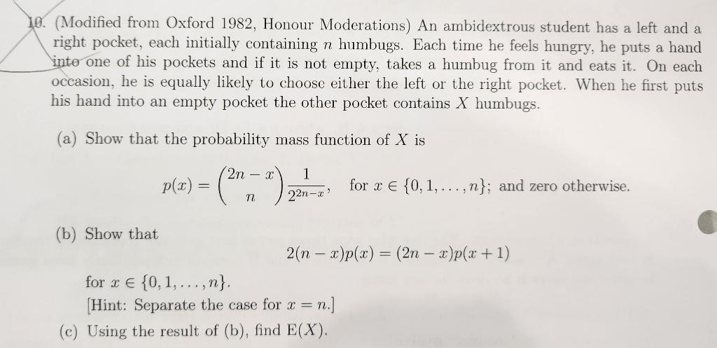 (Modified from Oxford 1982, Honour Moderations) An | Chegg.com