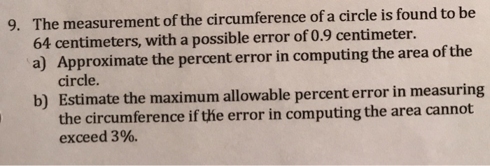 Solved The measurement of the circumference of a circle is | Chegg.com