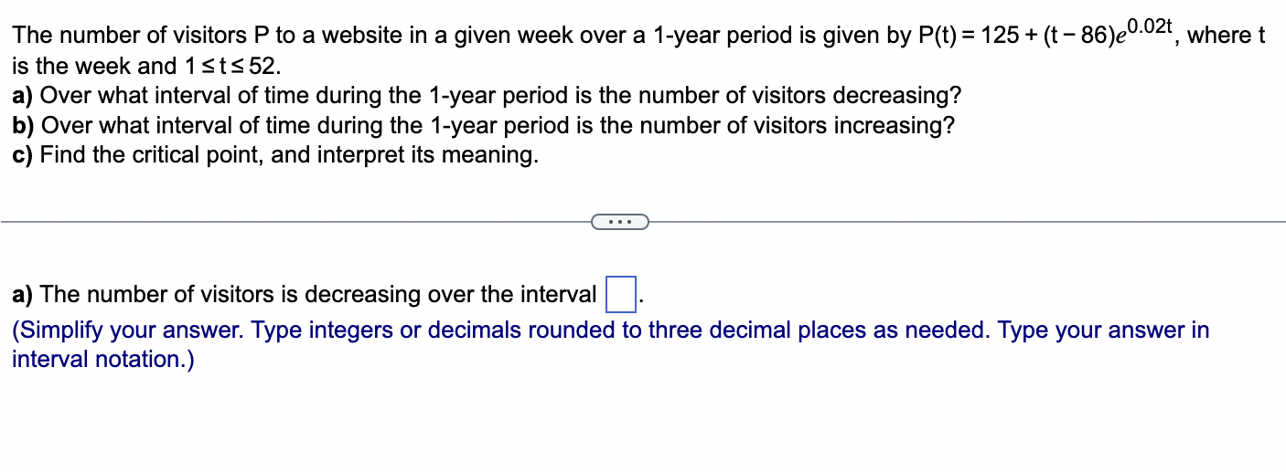 Solved The number of visitors P to a website in a given week | Chegg.com