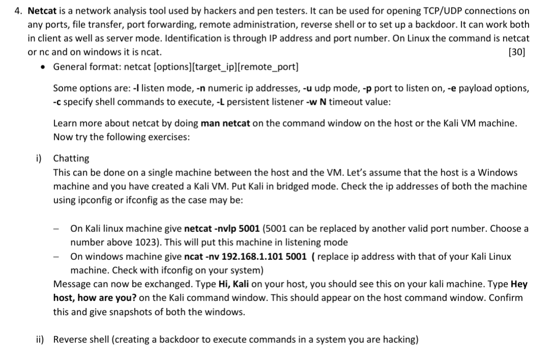 Solved Netcat is a network analysis tool used by hackers and | Chegg.com