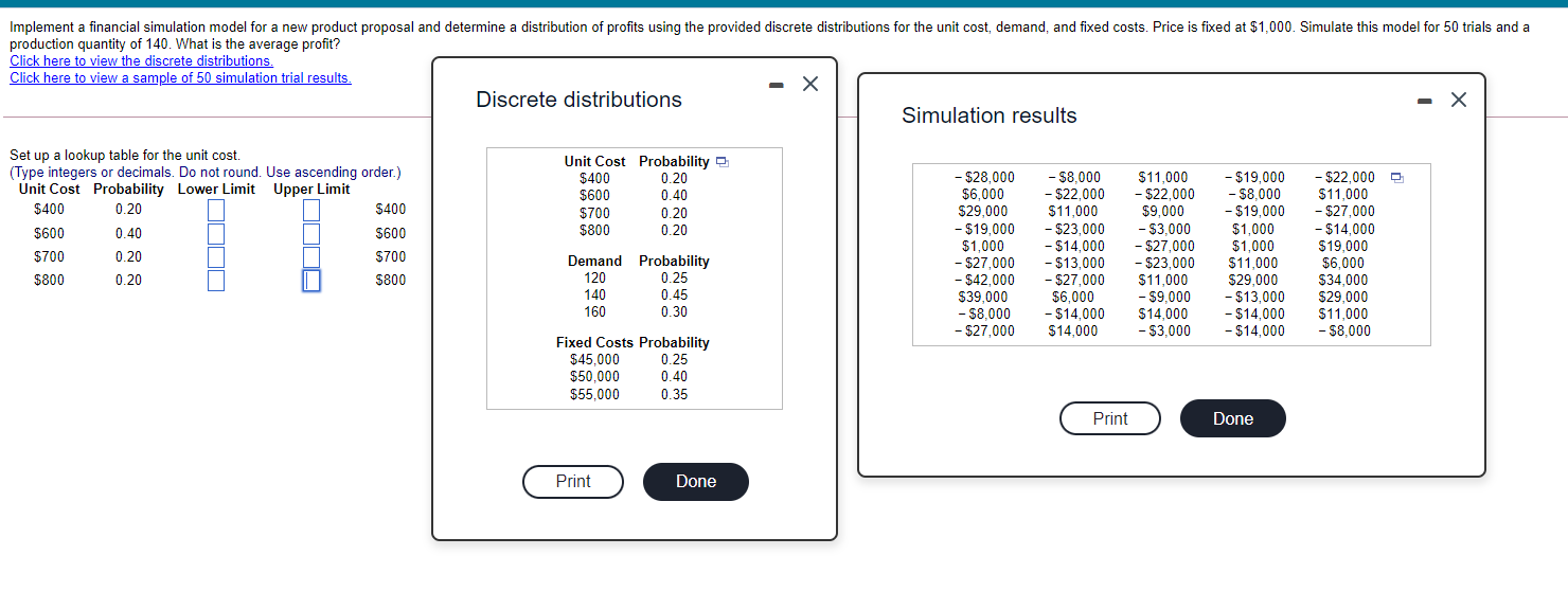 Solved Implement a financial simulation model for a new | Chegg.com