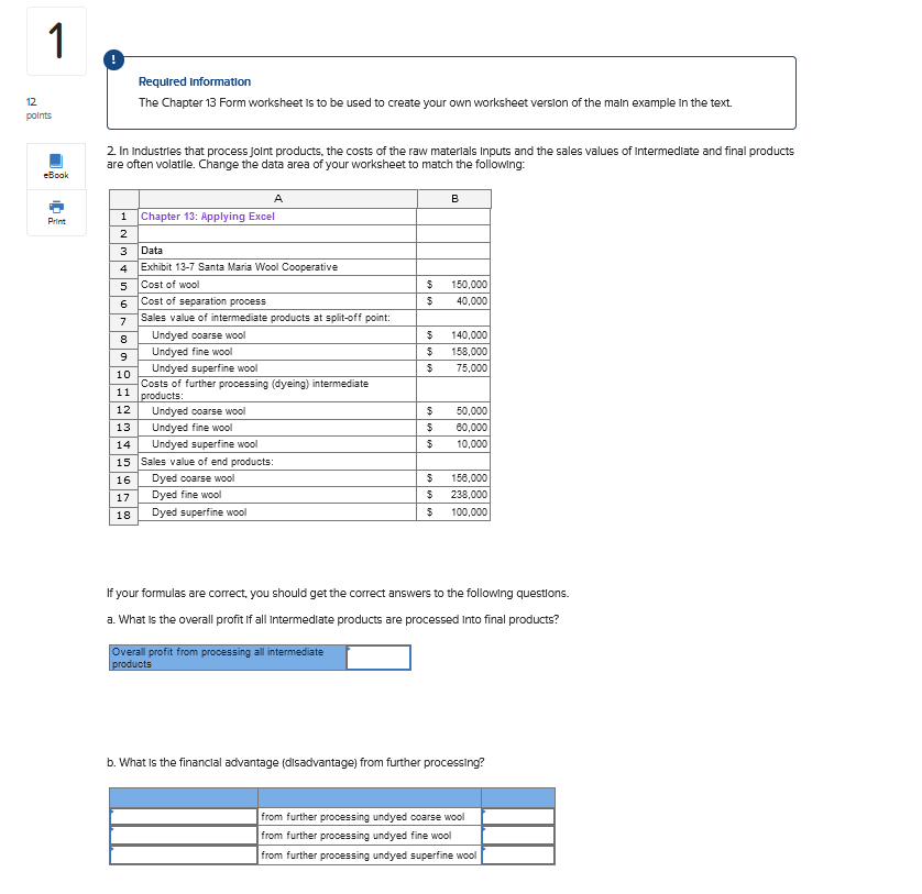 Solved Required Information The Chapter 13 Form worksheet is | Chegg.com