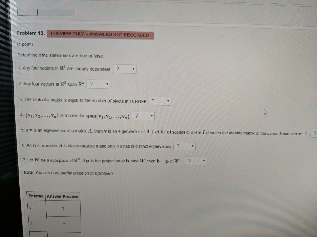 Solved Problem 12. PREVIEW ONLY -ANSWERS NOT RECORDED (1 | Chegg.com