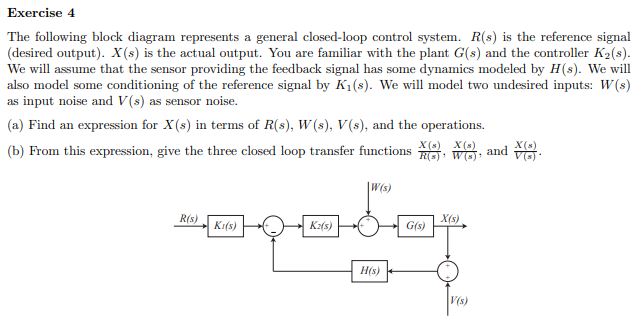 Solved by an EXPERT Exercise 4The following block diagram represents a | Chegg.com