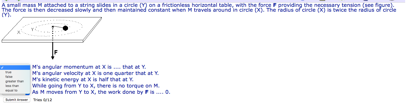Solved A small mass M attached to a string slides in a | Chegg.com