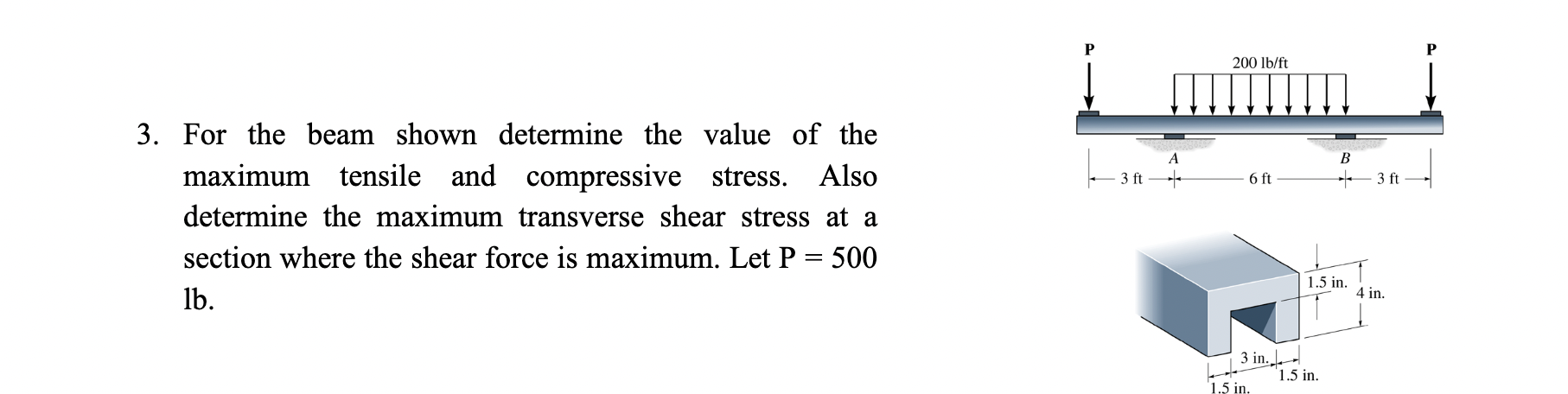 Solved 3. For the beam shown determine the value of the | Chegg.com