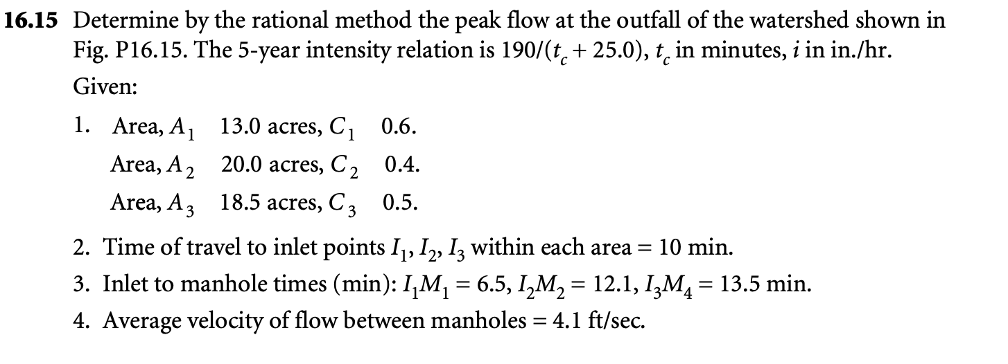 Solved с 16.15 Determine by the rational method the peak | Chegg.com
