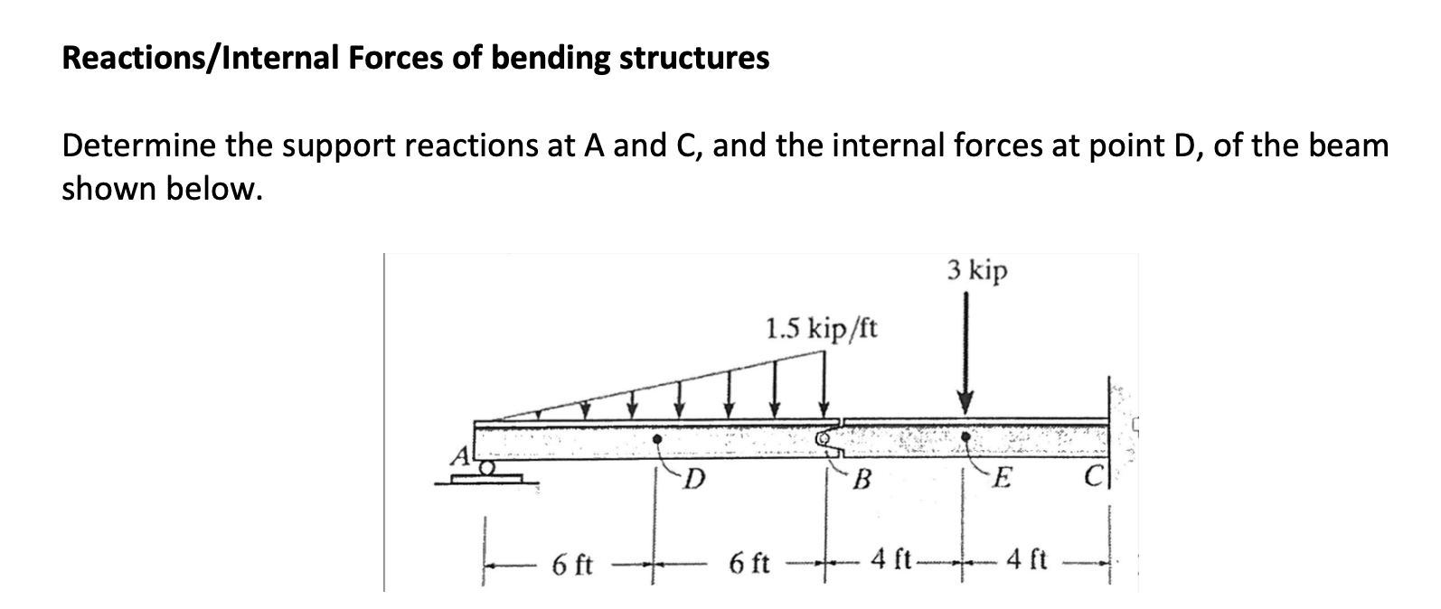 Solved Reactions Internal Forces Of Bending Structures