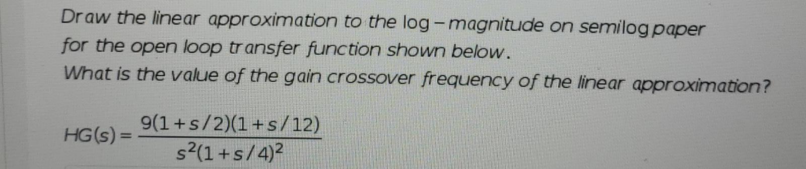 Solved Draw the linear approximation to the log - magnitude | Chegg.com