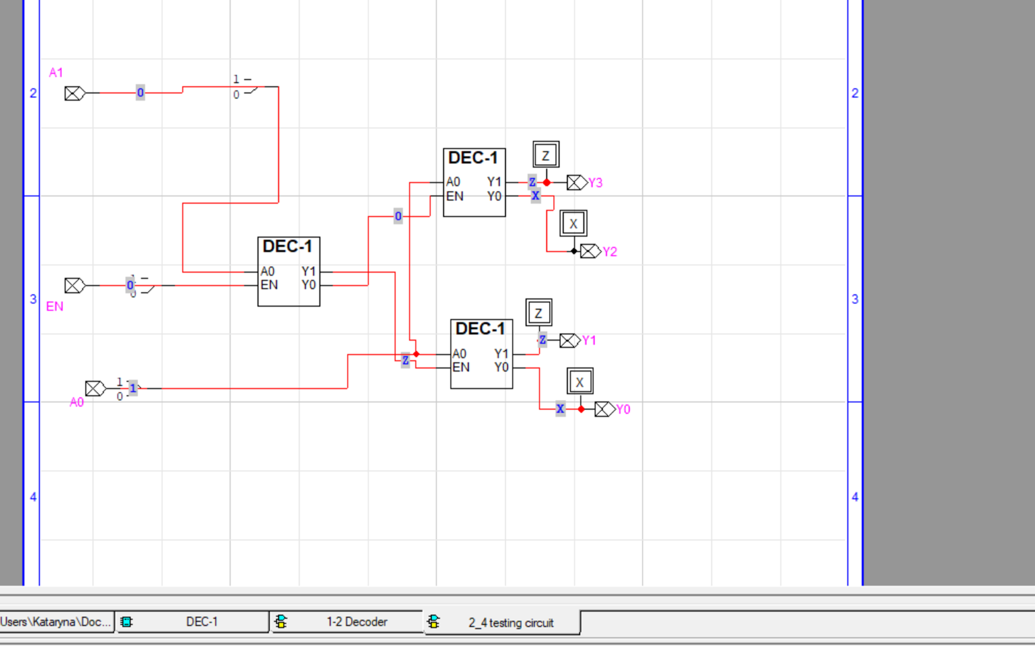 Solved Build a 2_4 ﻿decoder in Logicworks using 3 1_2 | Chegg.com