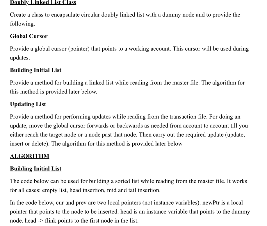 Solved TITLE d Updating Accounts Using Doubly Linked List | Chegg.com