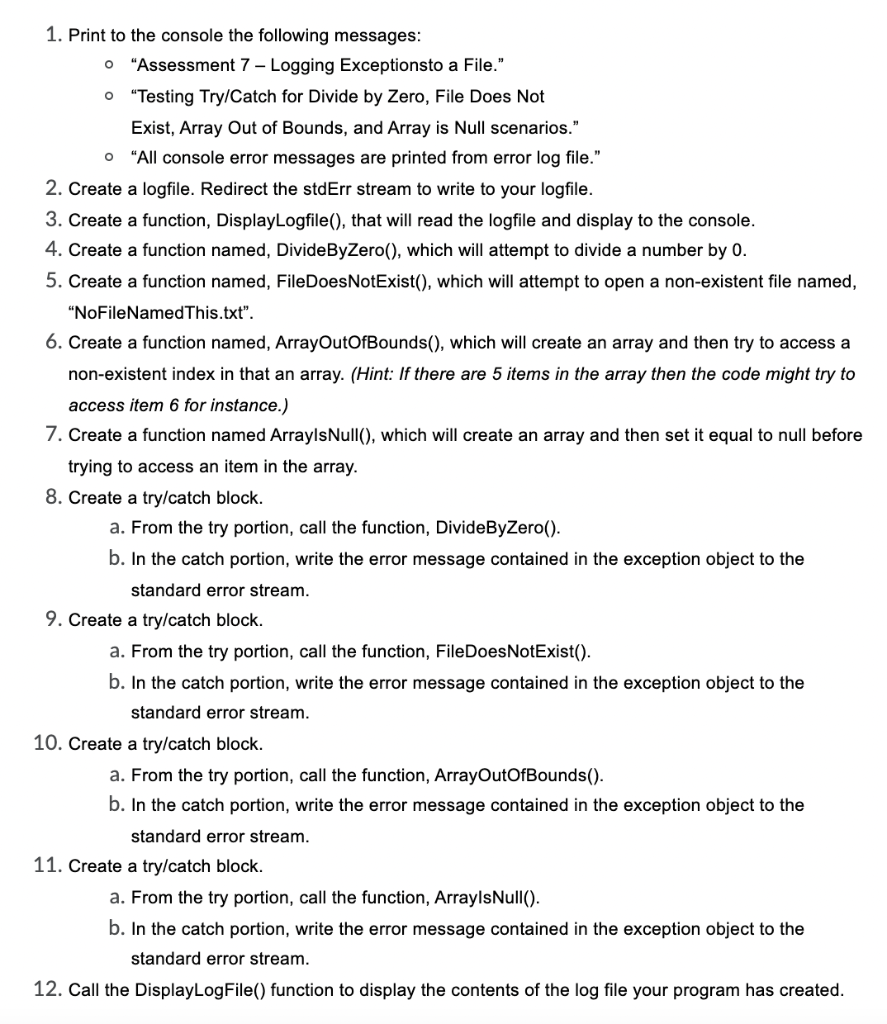 Solved o o 1. Print to the console the following messages: | Chegg.com