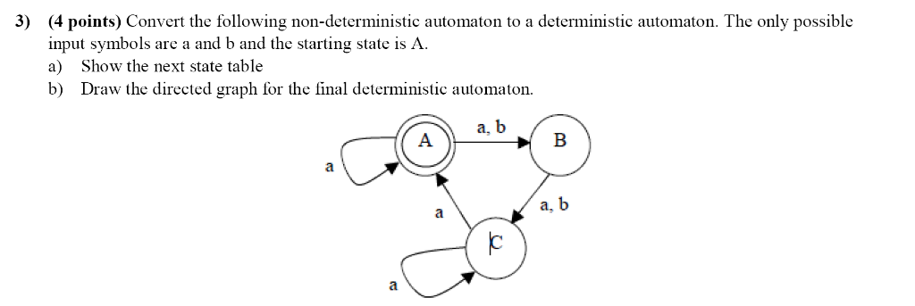 Solved 3) (4 points) Convert the following non-deterministic | Chegg.com