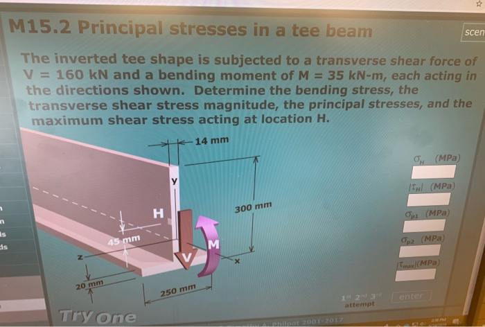 Solved M15.2 Principal stresses in a tee beam The inverted | Chegg.com