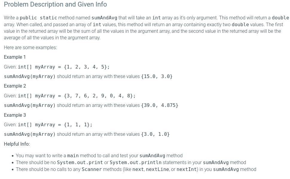 Solved Problem Description and Given Info Write a public | Chegg.com