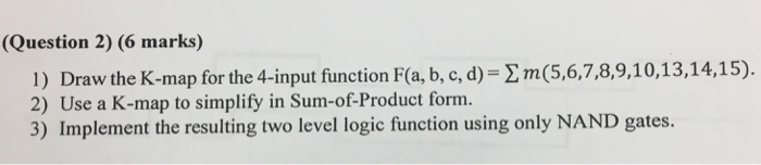 Solved Draw the K-map for the 4-input function F(a, b, c, d) | Chegg.com