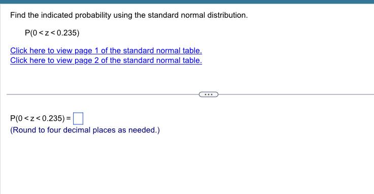 Solved Find the indicated probability using the standard | Chegg.com