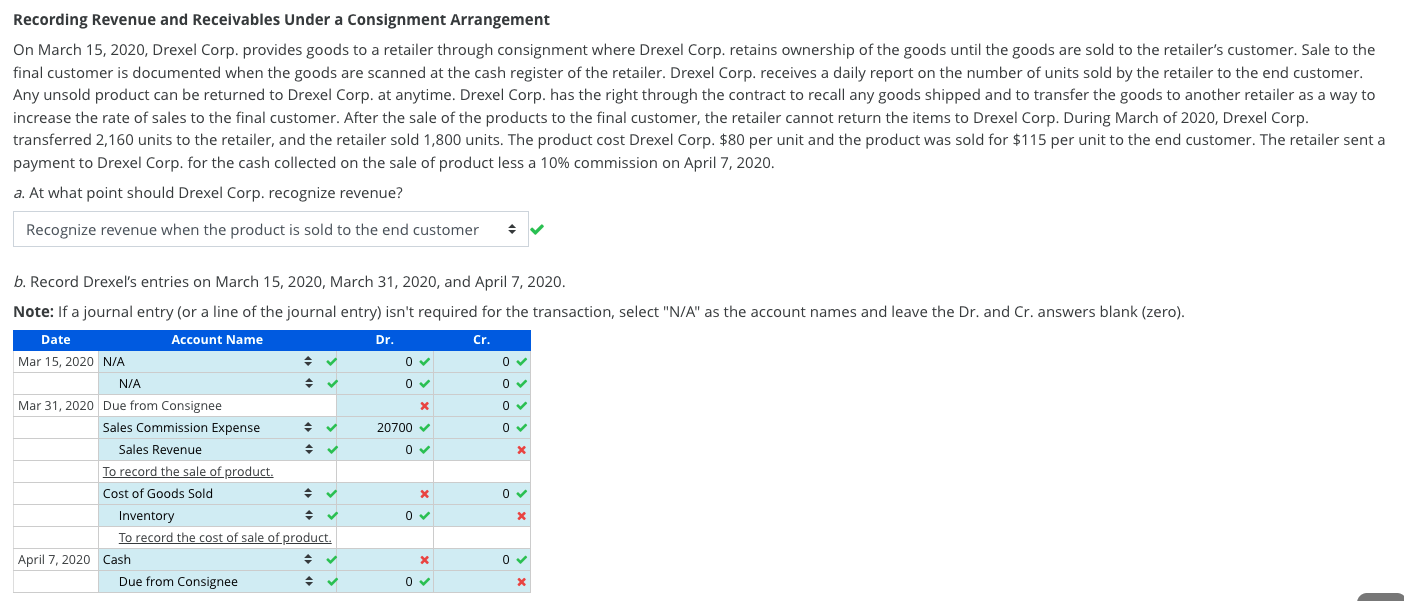 Solved Recording Revenue and Receivables Under a Consignment | Chegg.com