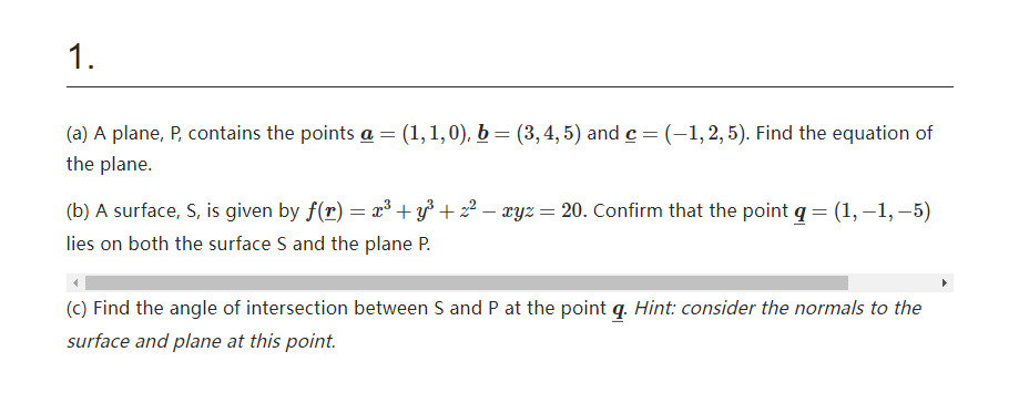 Solved (a) A plane, P, contains the points | Chegg.com