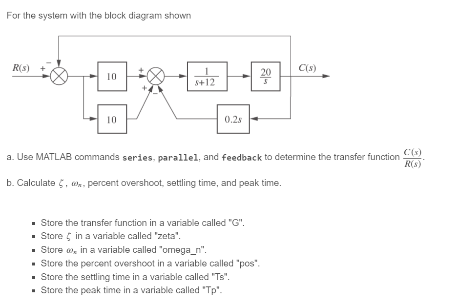Solved For the system with the block diagram showna. ﻿Use | Chegg.com