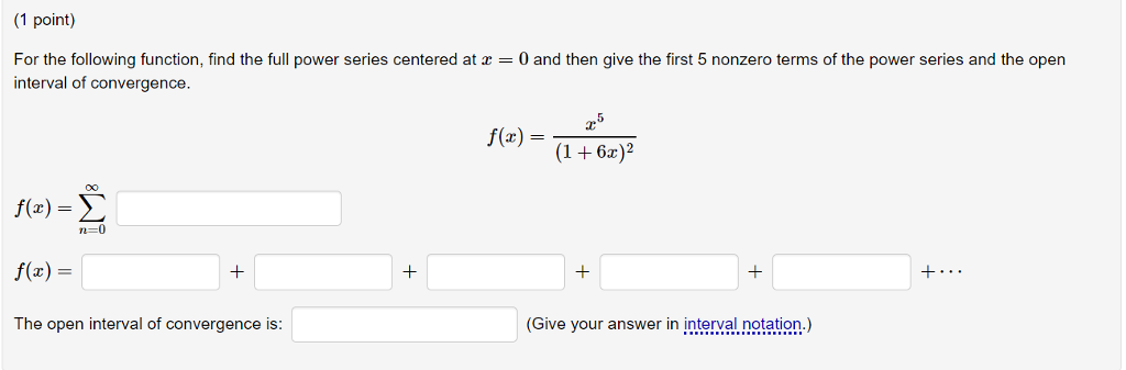 Solved 1 point) For the following function, find the full | Chegg.com