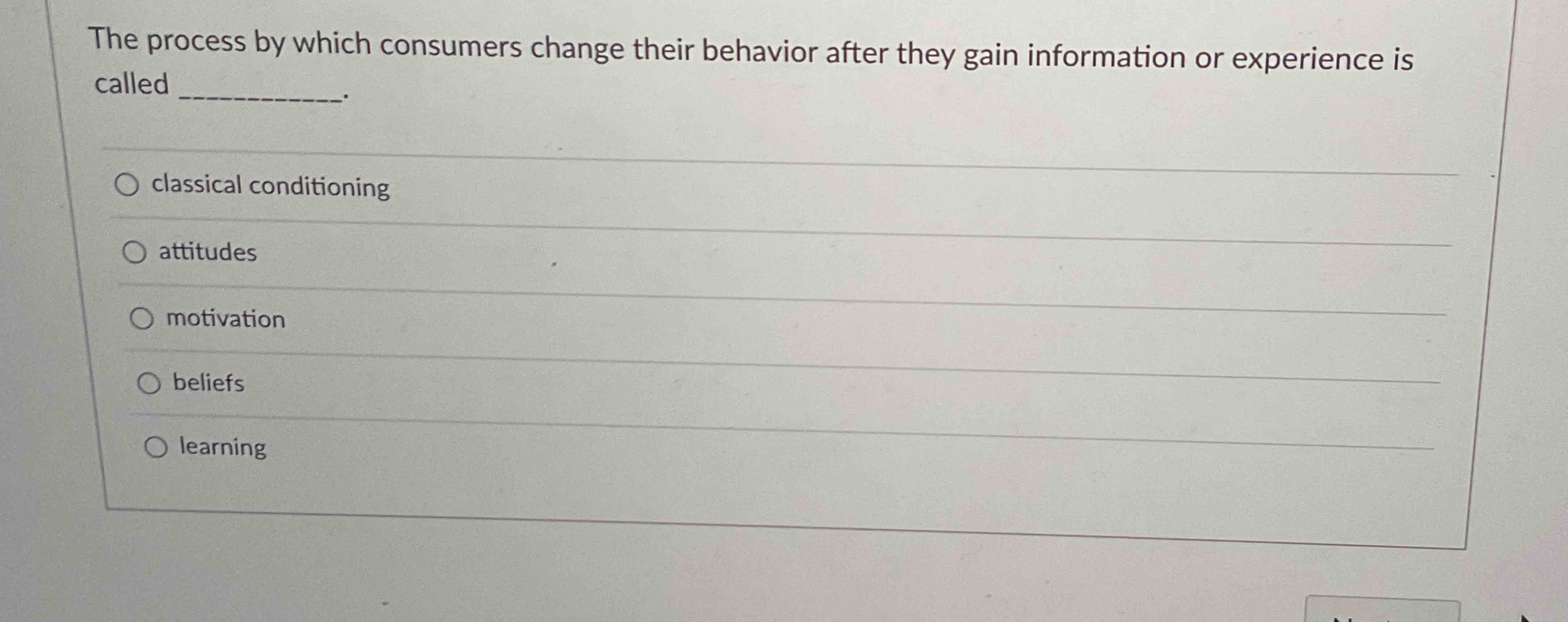 Solved The process by which consumers change their behavior | Chegg.com