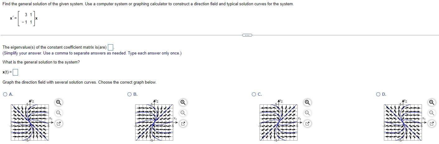 Solved x′=[3−111]x The eigenvalue(s) of the constant | Chegg.com