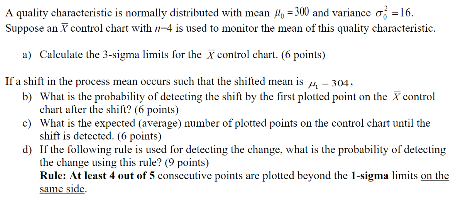 Solved A quality characteristic is normally distributed with | Chegg.com