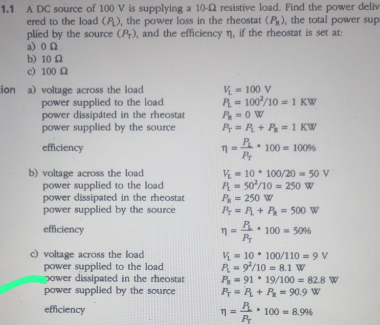 Solved 1.1 A DC source of \\( 100 \\mathrm{~V} \\) is | Chegg.com