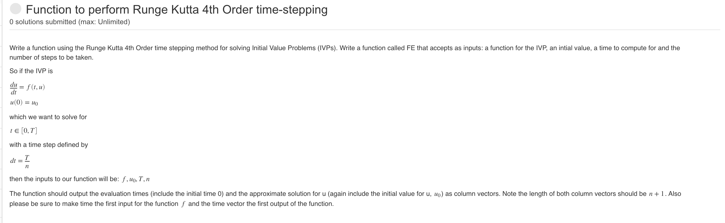 Solved Function to perform Runge Kutta 4th Order | Chegg.com