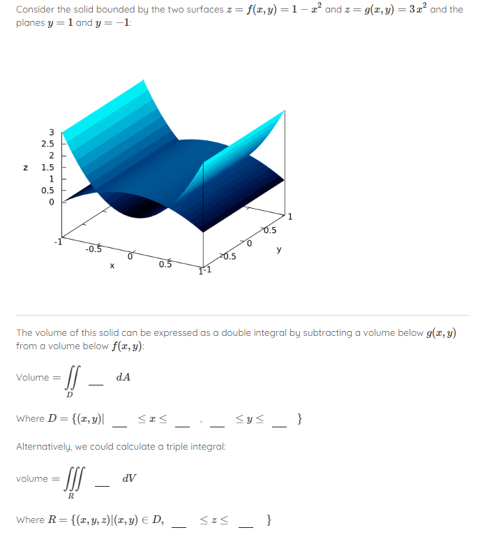 Solved Consider the solid bounded by the two surfaces | Chegg.com