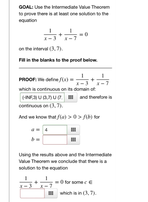 Solved GOAL: Use the Intermediate Value Theorem to prove | Chegg.com