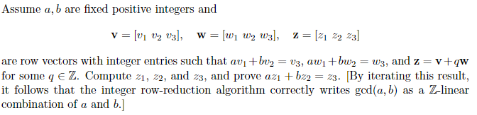 Solved Assume a, b are fixed positive integers and v = [01 | Chegg.com