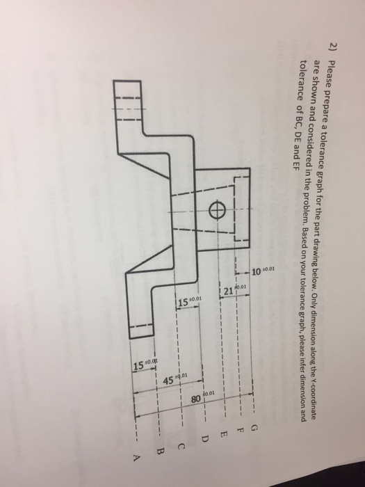 Solved e prepare a tolerance graph for the part drawing | Chegg.com