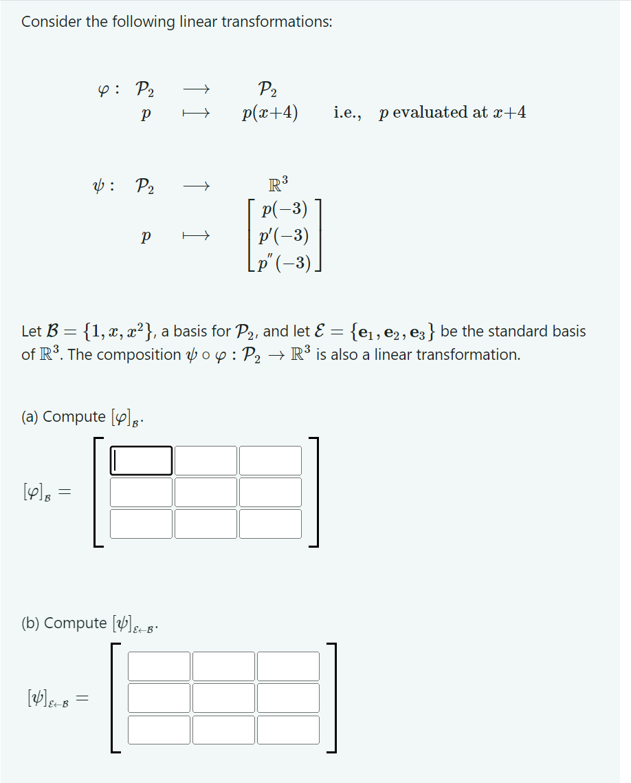Solved Consider the following linear transformations: | Chegg.com