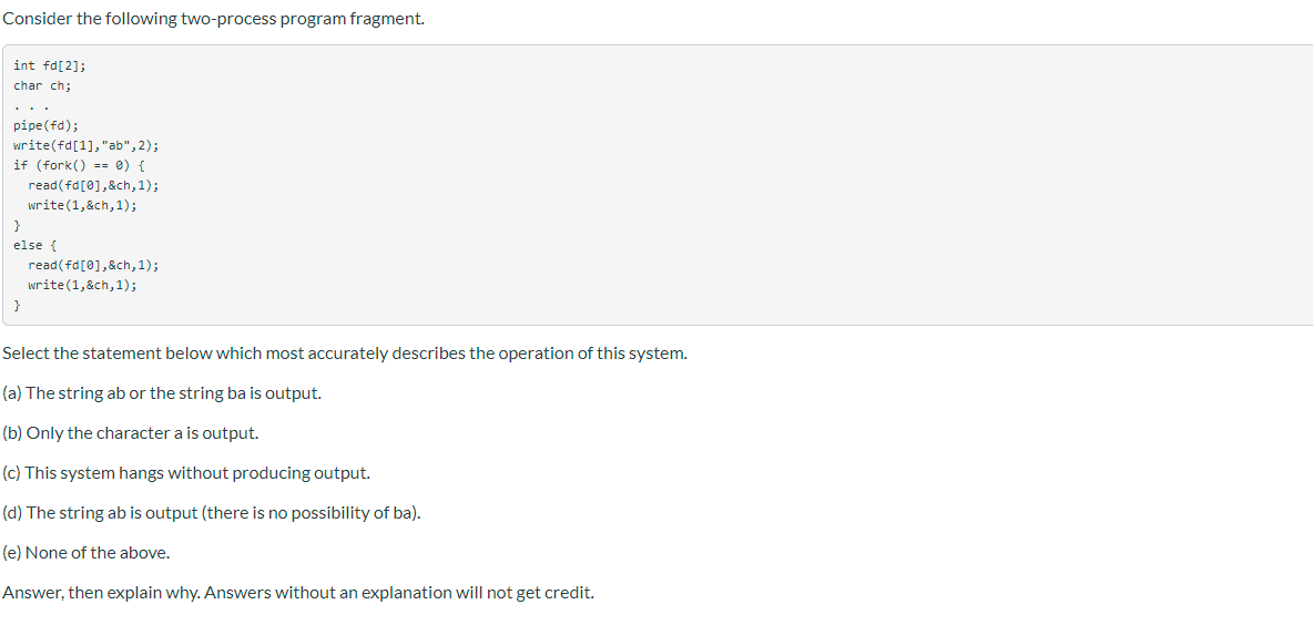 Solved Consider the following two-process program fragment. | Chegg.com