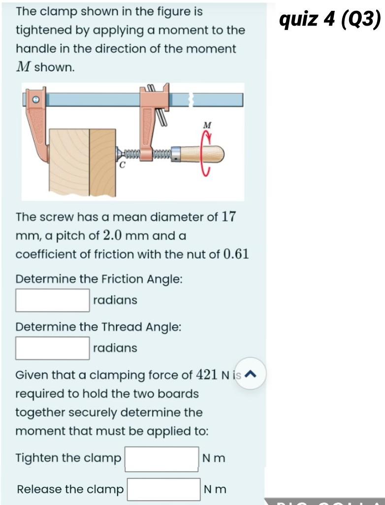 Solved quiz 4 (03) The clamp shown in the figure is | Chegg.com