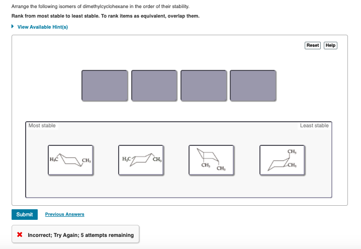 Solved Arrange the following isomers of dimethylcyclohexane | Chegg.com