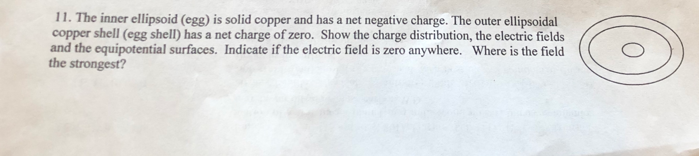 Solved 11. The inner ellipsoid (egg) is solid copper and has | Chegg.com