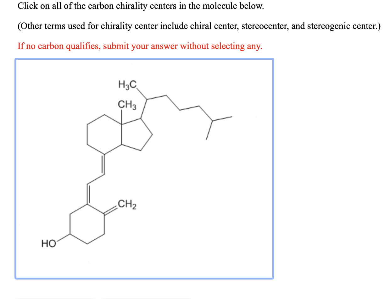 Solved Click on all of the carbon chirality centers in the | Chegg.com