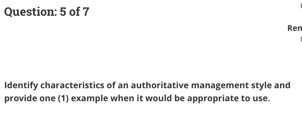 Solved Question: 5 of 7 Identify characteristics of an | Chegg.com