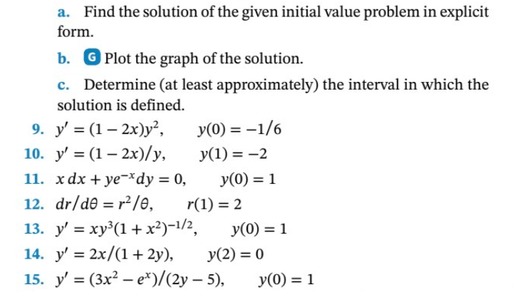 Solved Questions 13a and 15a ﻿a. ﻿Find the solution of the | Chegg.com